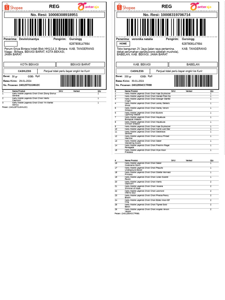 Label Pengiriman - Reguler-2 - 6 | PDF