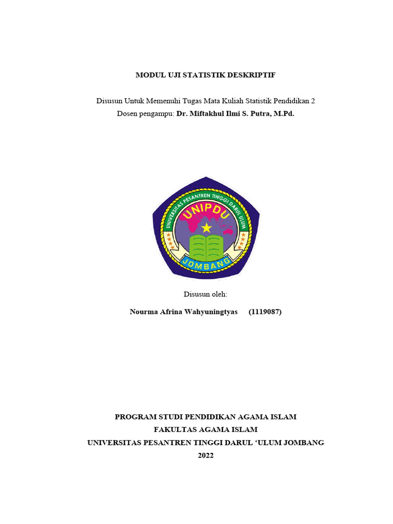 Modul Uji Statistik Deskriptif (Nourma Afrina 1119087) | PDF | Komputer