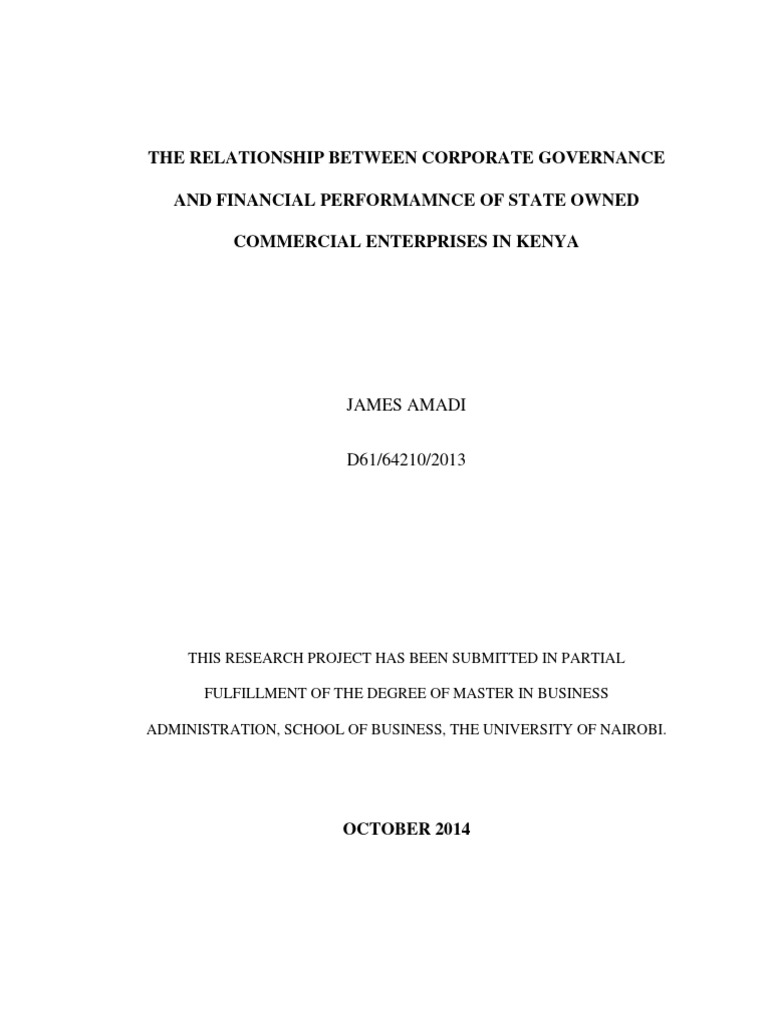 Amadi - The Relationship Between Corporate Governance and Financial Performamnce of State Owned ...