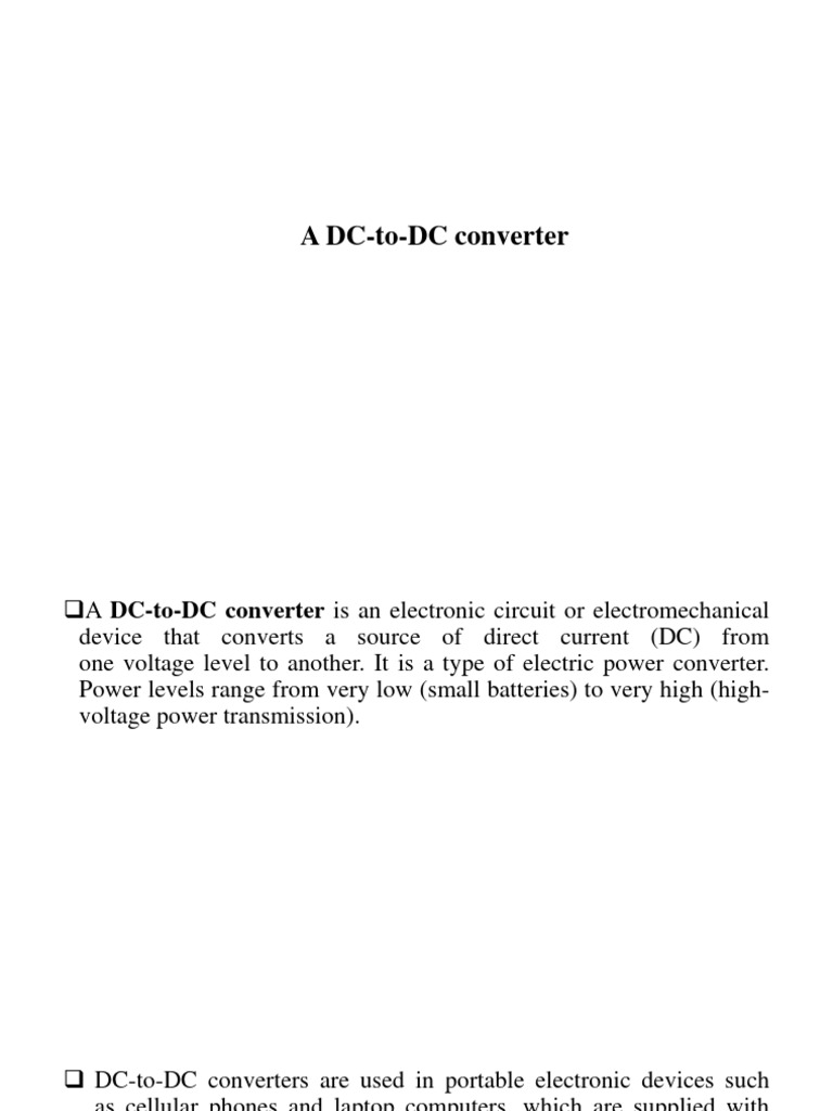 Overview of DC-to-DC Converters | PDF | Rectifier | Manufactured Goods