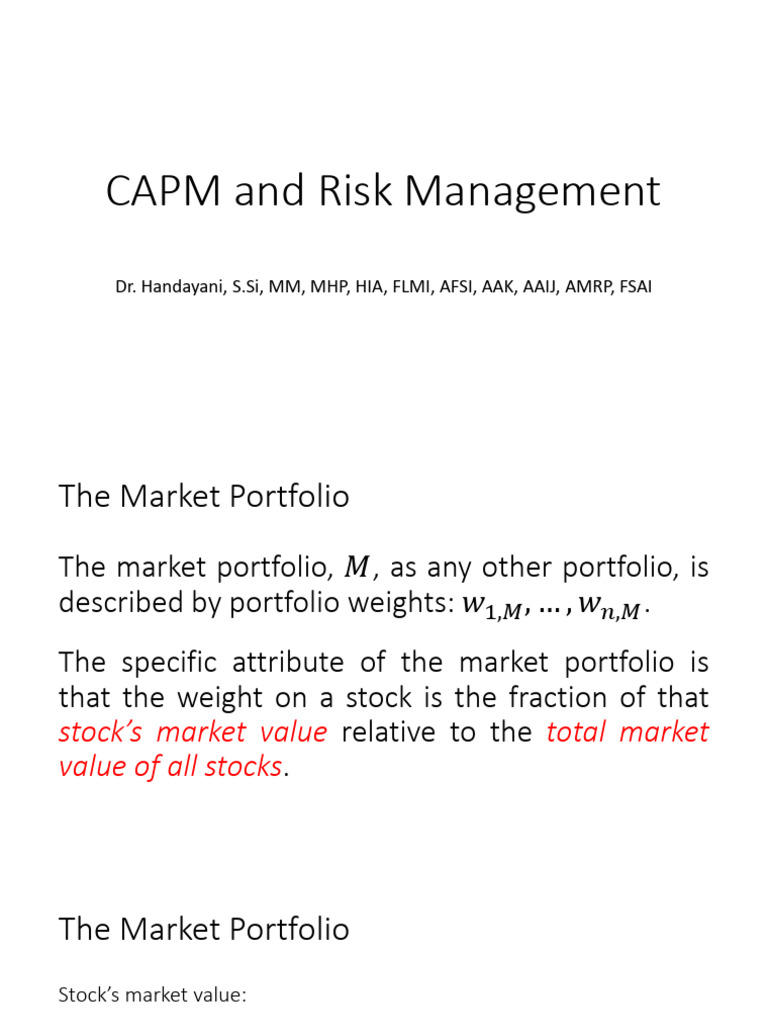 P03 - CAPM and Risk Management for Student | PDF | Capital Asset Pricing Model | Mathematical ...
