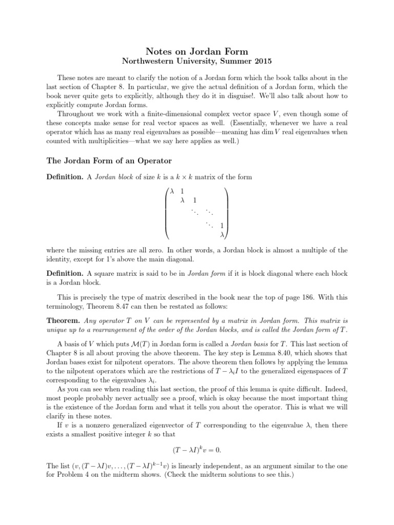Jordan Form | PDF | Eigenvalues And Eigenvectors | Functions And Mappings