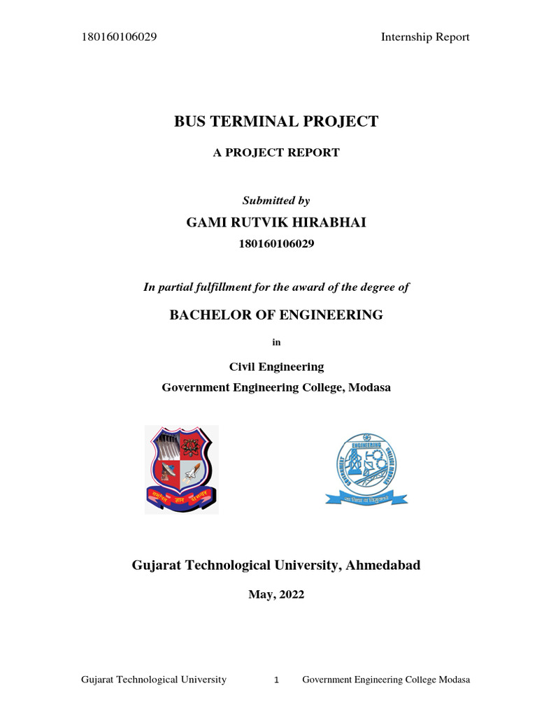 Bus Terminal Project Internship Report | PDF | Concrete | Beam (Structure)