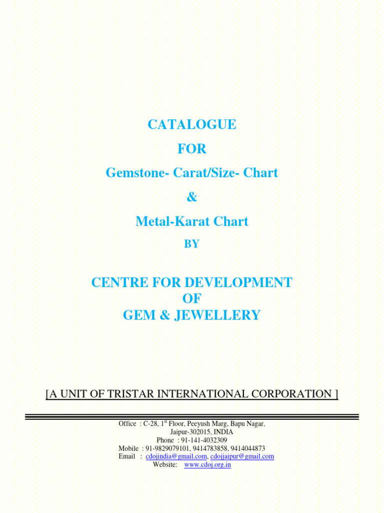 Gemstone Size in MM Weight in Carat & Metal Karat Chart | PDF | Gemstone | Jewellery Components