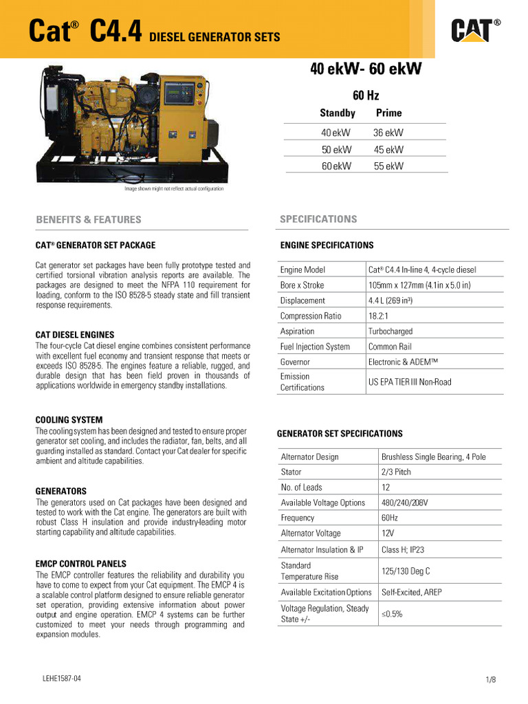 40-To-60-Kw-Spec-Sheet Generator | PDF | Radiator | Coolant