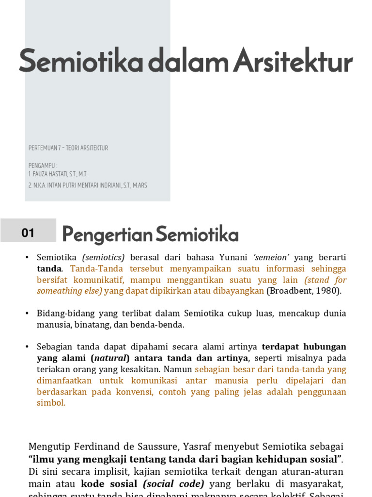 M7 - Semiotika Arsitektur | PDF | Filsafat | Seni & Disiplin Bahasa