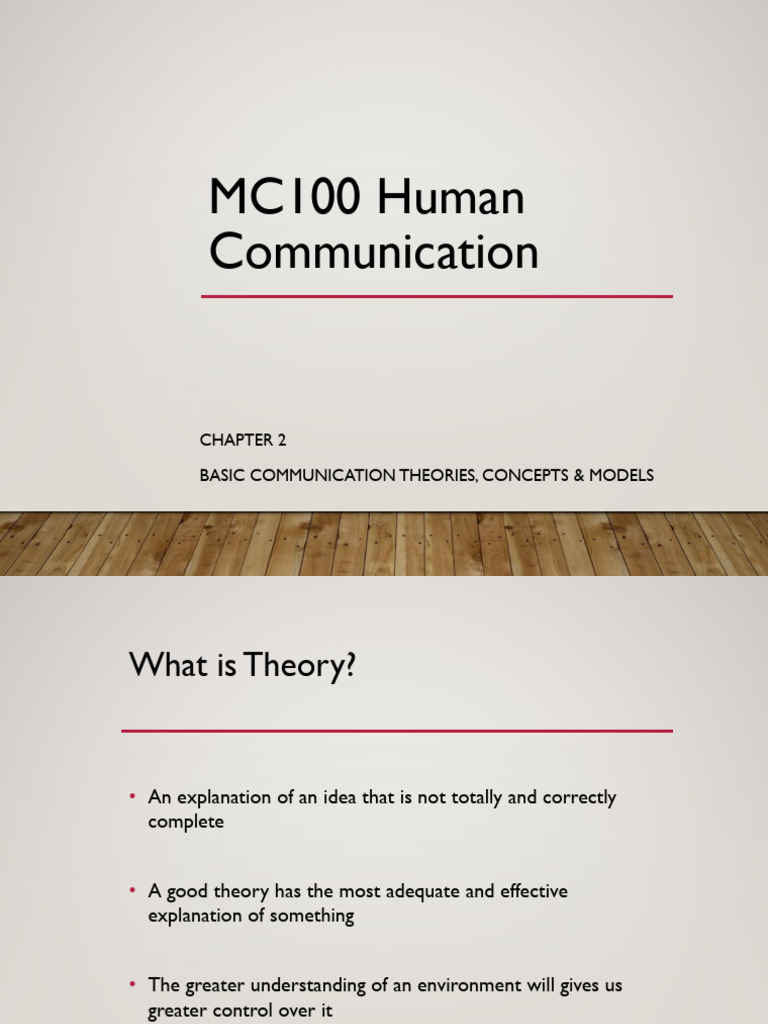 MC100 - Chapter 2 - Basic Communication Theories, Concepts and Models ... MC100 - Chapter 2 - Basic Communication Theories, Concepts and Models ...