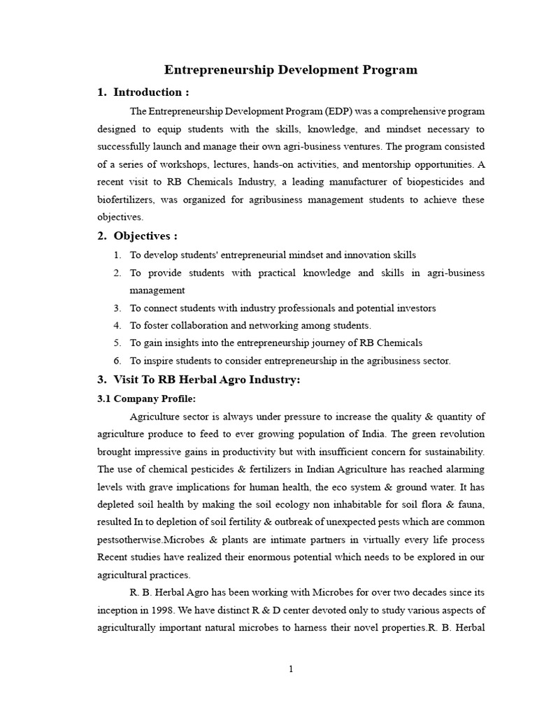 Agri-Business Entrepreneurship Program Insights | PDF ...