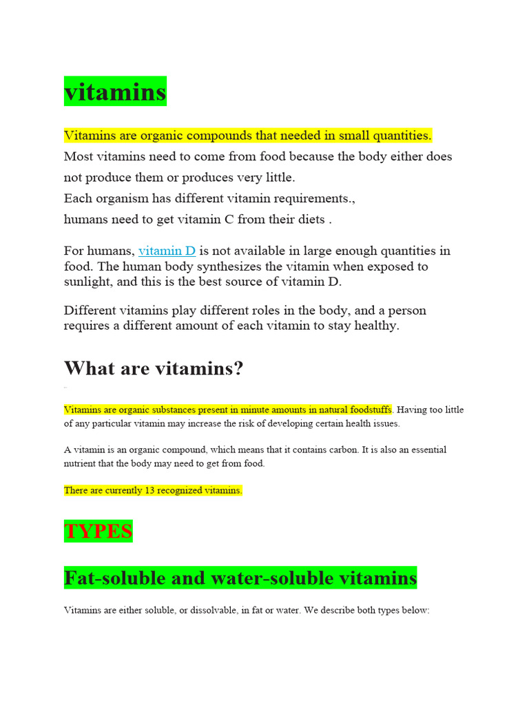 Essential Vitamins and Their Functions | PDF | Vitamin | Vitamin A