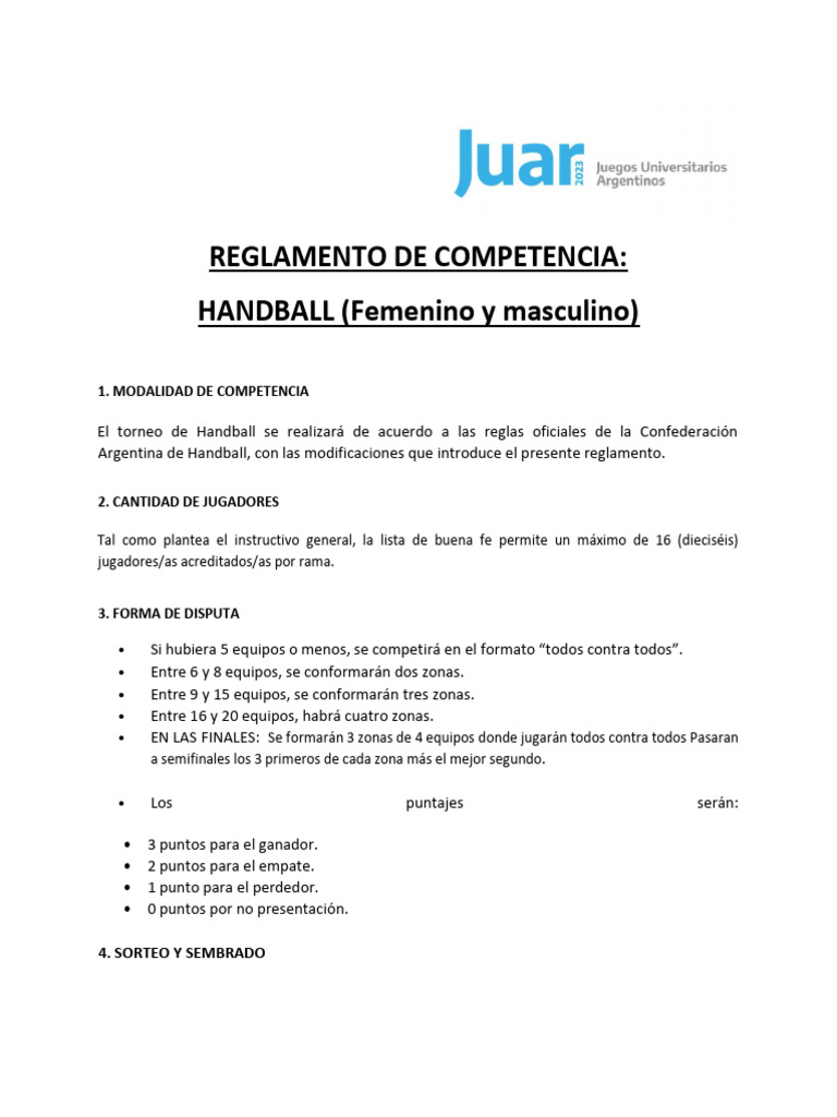 Reglamento-Handball | Descargar gratis PDF | Deportes | Asociación de ...
