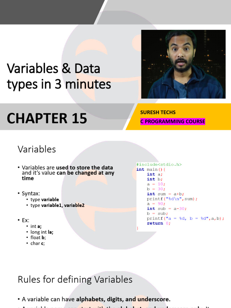 Chapter 15 Datatypes Variables In 3minutes Pdf Integer Computer Science Data Type