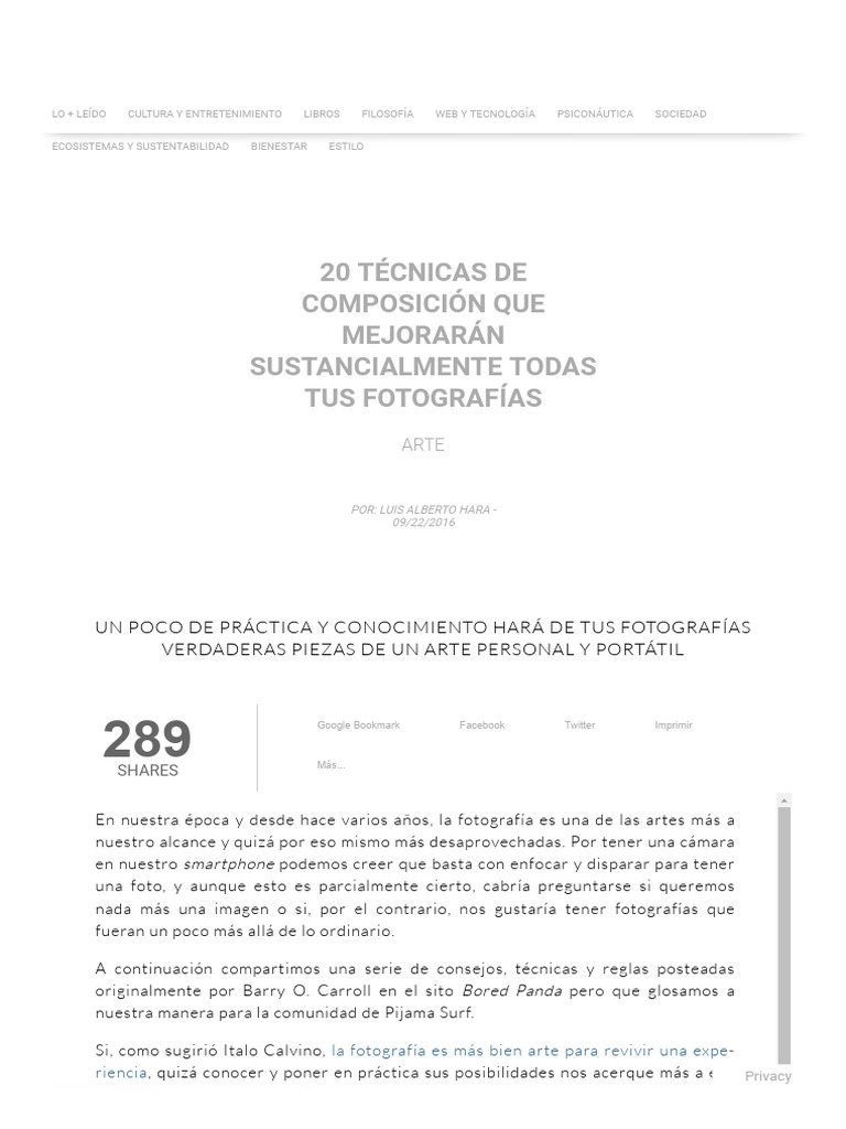 20 Técnicas de Composición Que Mejorarán Sustancialmente Todas Tus Fotografías | PDF ...