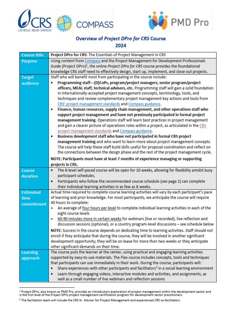 Overview PMD Pro Flex For CRS FINAL | PDF | Project Management | Learning