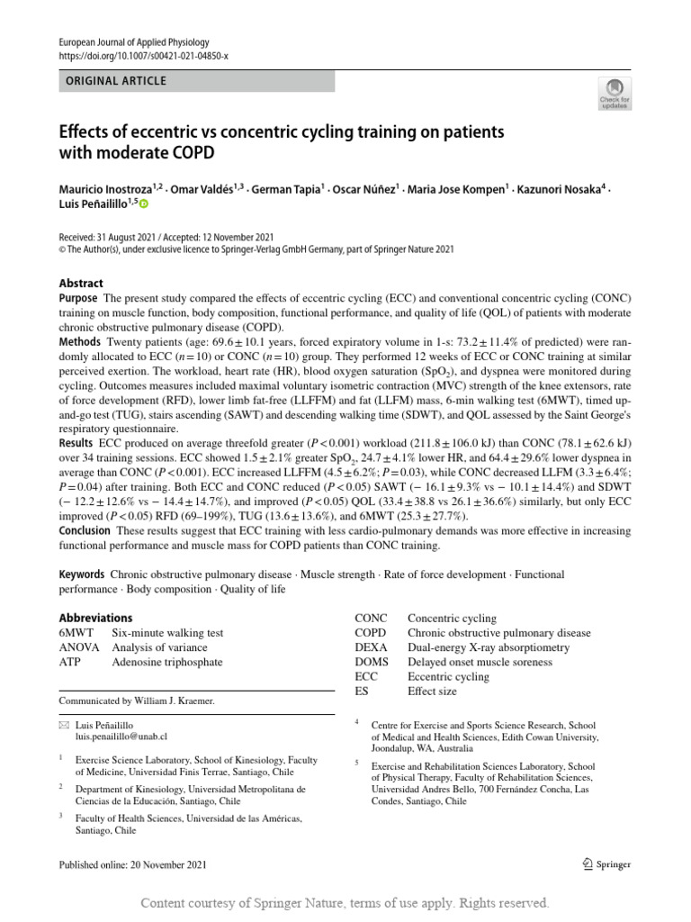 Efects of Eccentric Vs Concentric Cycling Training On Patients | PDF ...