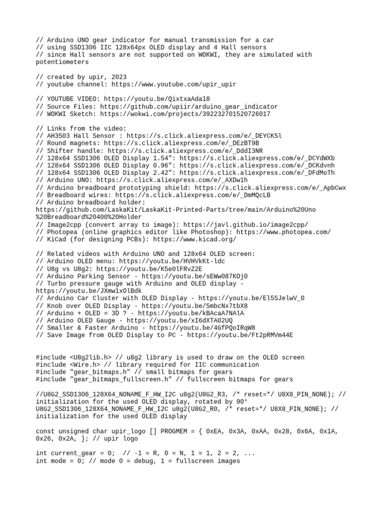 ARDUINO_gear_indicator.ino | PDF | Arduino | Computing ARDUINO_gear_indicator.ino | PDF | Arduino | Computing