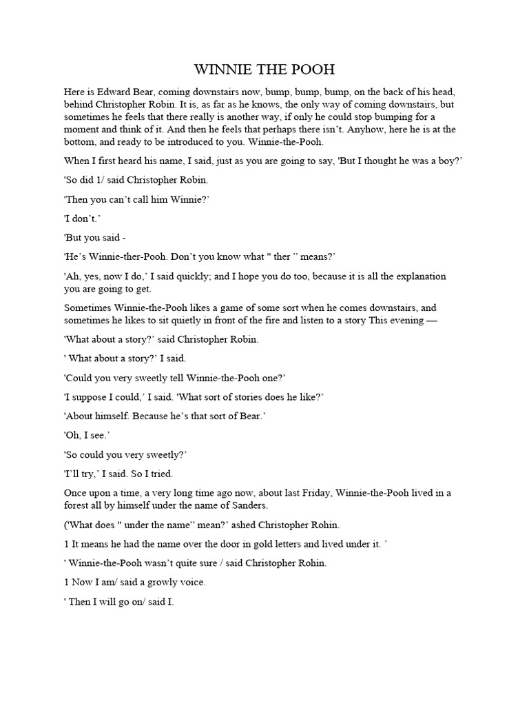 WINNIE THE POOH | Download Free PDF | Winnie The Pooh