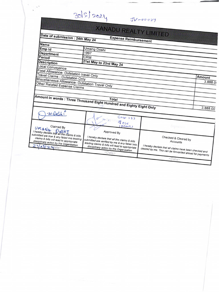 Travel Reimbursement Claim Form | PDF