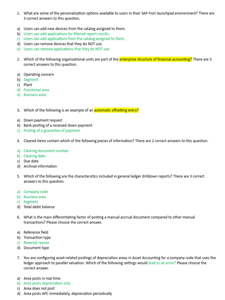 ERP PREP QandA 1 Edited Q201 - 400 | PDF | Depreciation | Expense