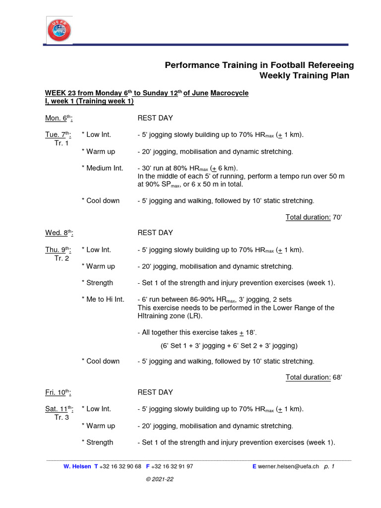 Macrocycle - I - 2021-22 - June 6-July 17 | PDF | Aerobic Exercise ...
