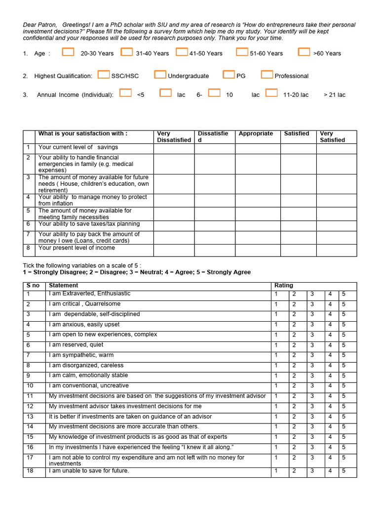 Questionnaire | PDF | Investing | Corporate Social Responsibility