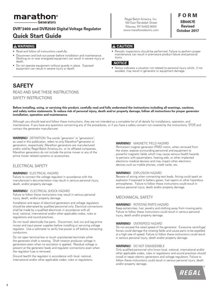 SB0057E Marathon DVR2400 2500 Quick Start Guide | PDF | Electric ...