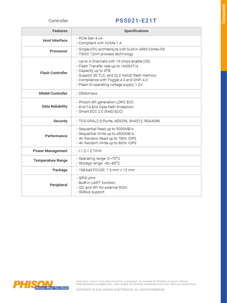 Consumer PS5021-E21T | PDF | Flash Memory | Computer Science