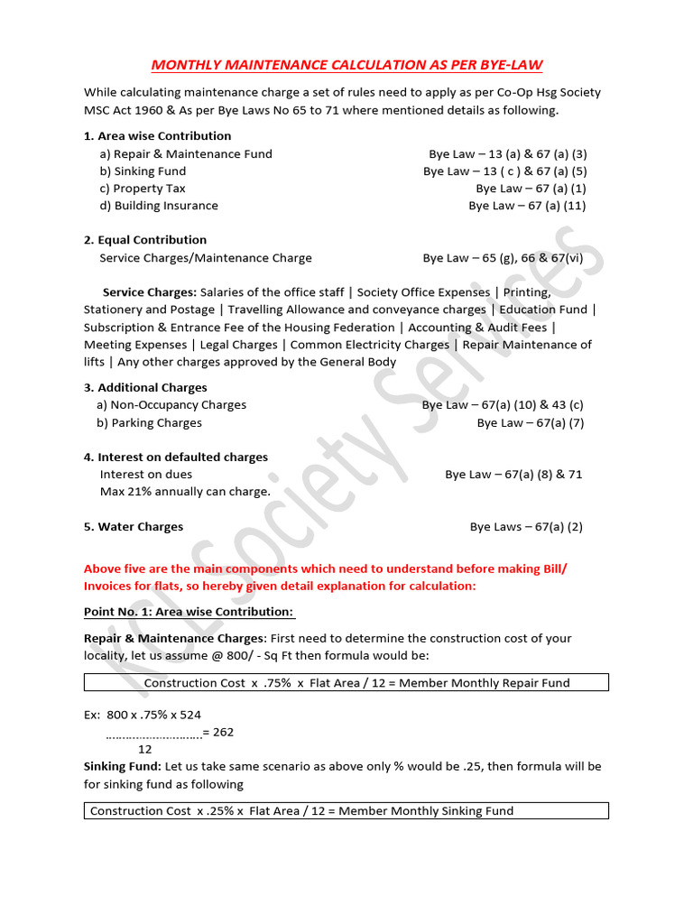 Housing Society Maintenance Charges Guide | PDF | Fee | Interest