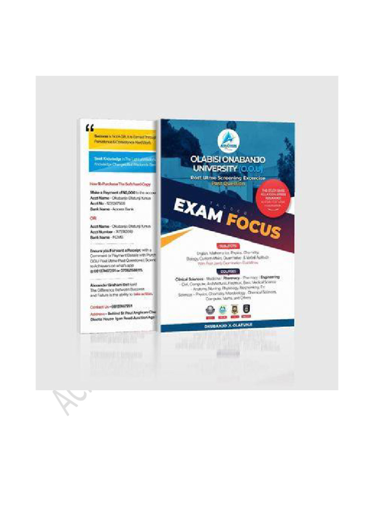 OOU Post UTME Past Questions Guide | PDF | Nigeria | Digestion