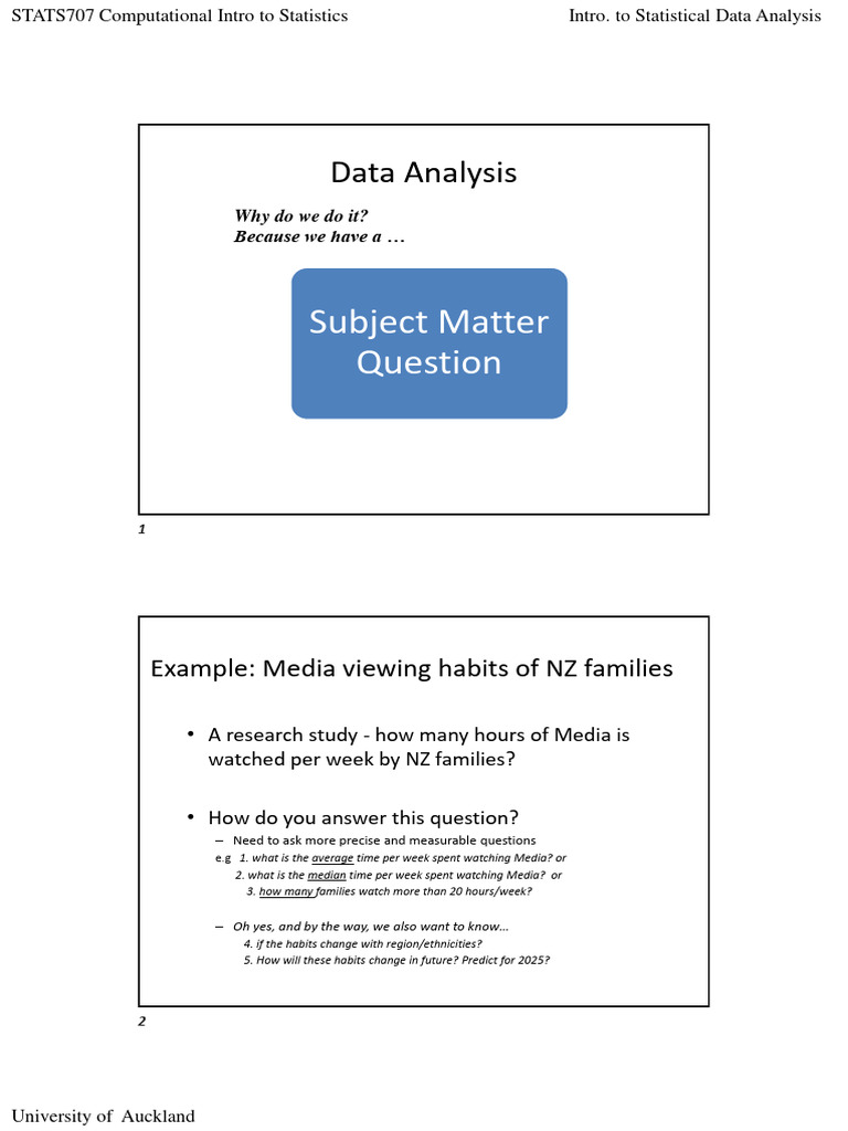 Lesson 1 - Introduction To Statistical Data Analysis | PDF | Data Analysis | Statistics