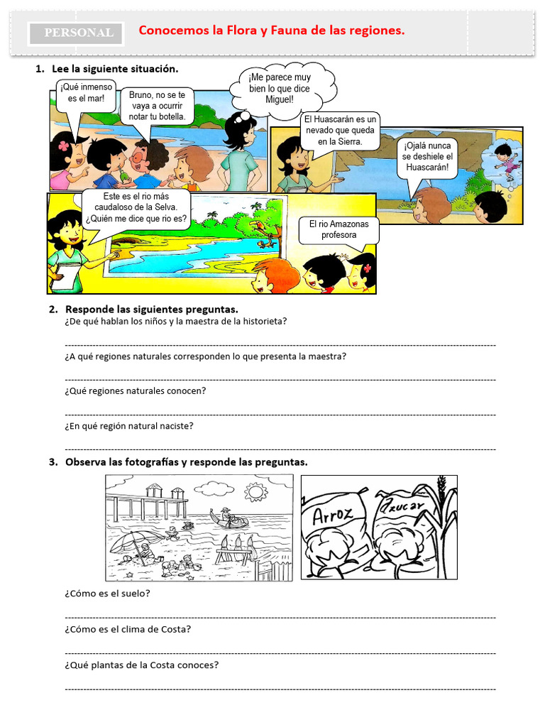 Ficha 24 Junio PS. Conocemos La Flora y Fauna de Las Regiones. | PDF ...