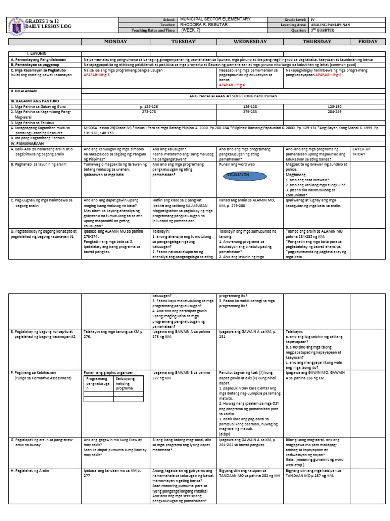DLL Araling-Panlipunan-4 Q3 W7 | PDF