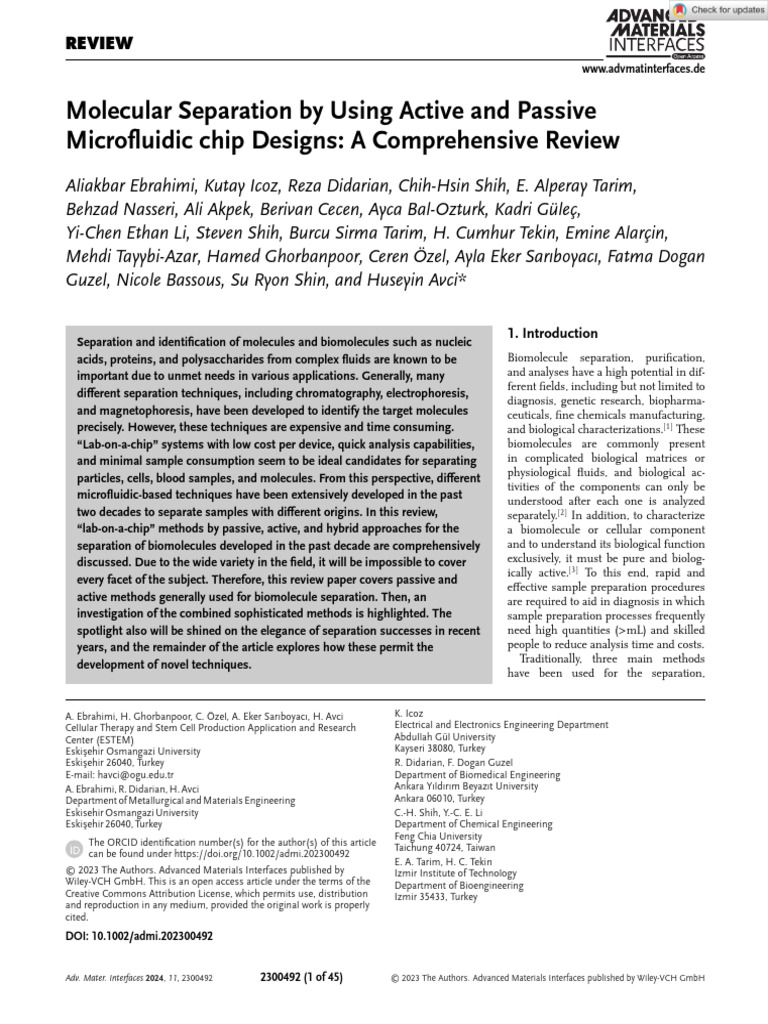 Adv Materials Inter 2023 Ebrahimi Molecular Separation By Using Active And Passive