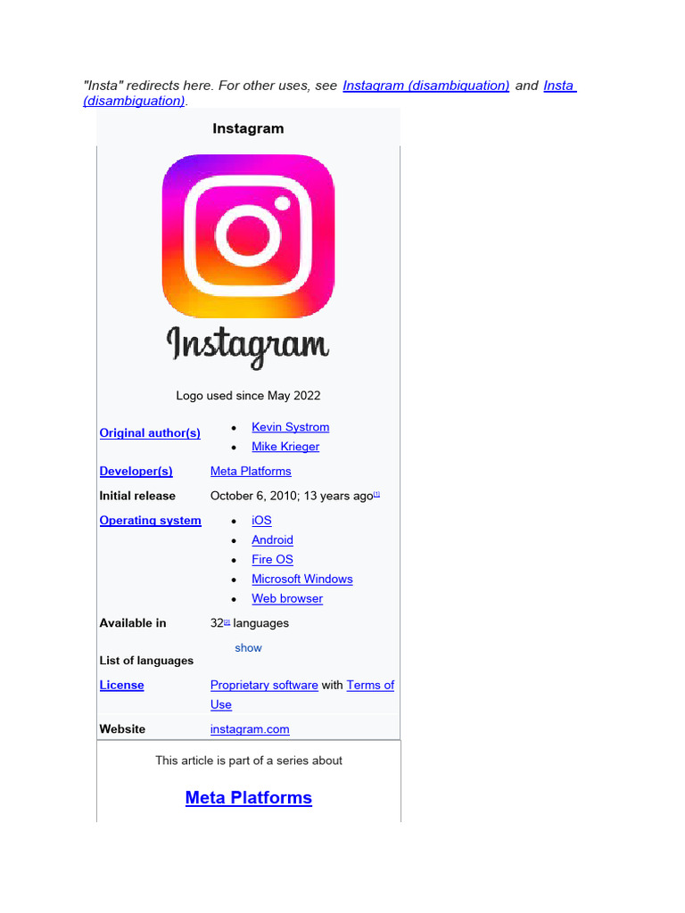 Instagram | PDF | Facebook | Software