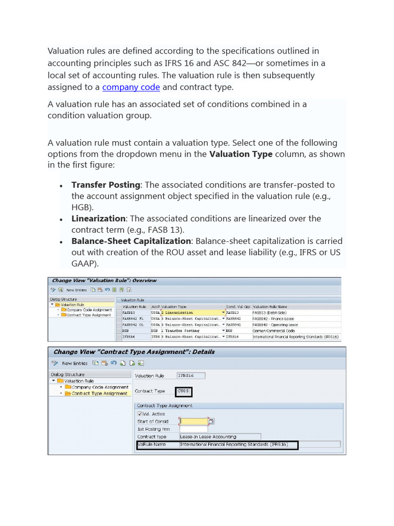 Valuation Rules Are Defined According To The Specifications Outlined in ...