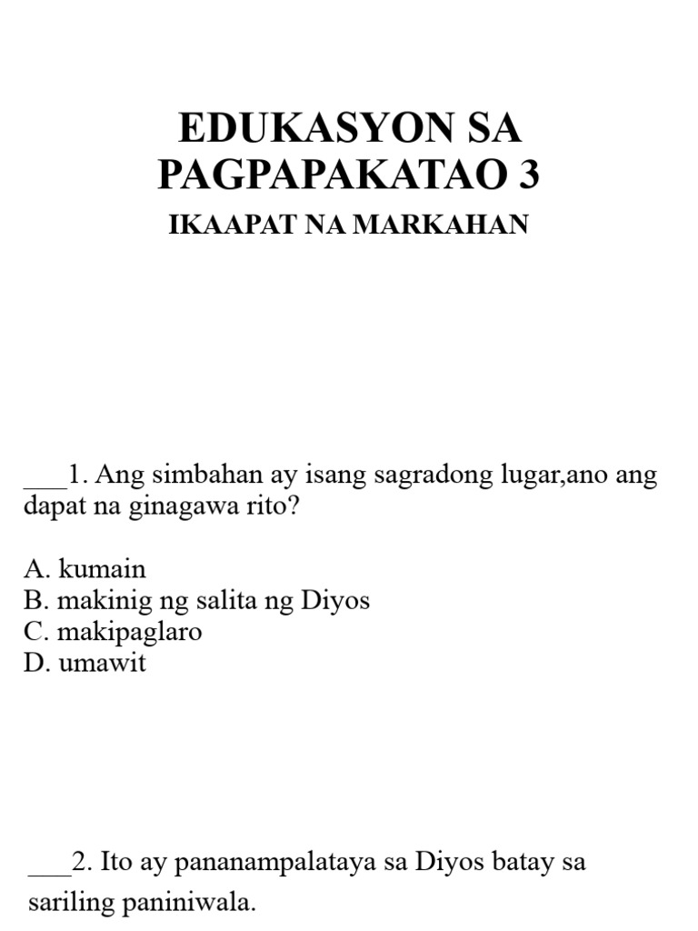May 9, 2024-Esp Grade-3 4th-Quarter | PDF