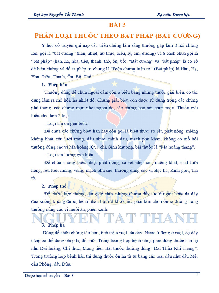 Bai 3 Phan loai thuoc theo bat phap | PDF