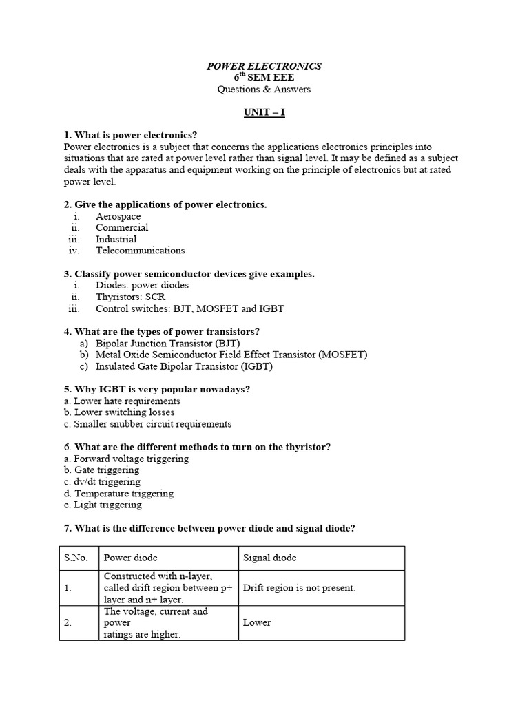 Power Electronics Qustion Bank | PDF | Rectifier | Power Inverter