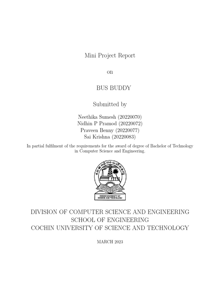 Bus Buddy Mini Project Report | PDF | Document Object Model | Java Script