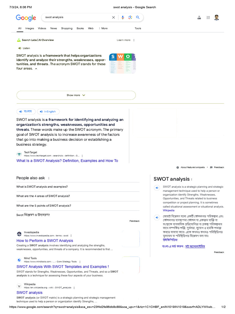 SWOT Analysis Guide for Strategic Management | PDF | Swot Analysis ...