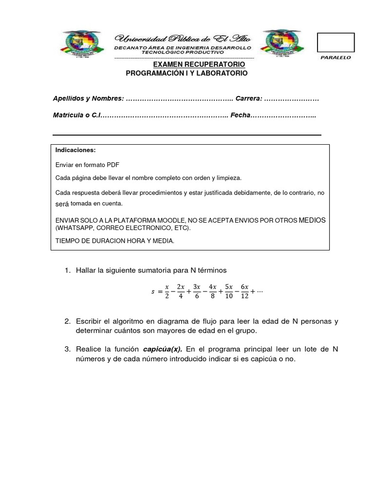 Examen Recuperatorio | PDF