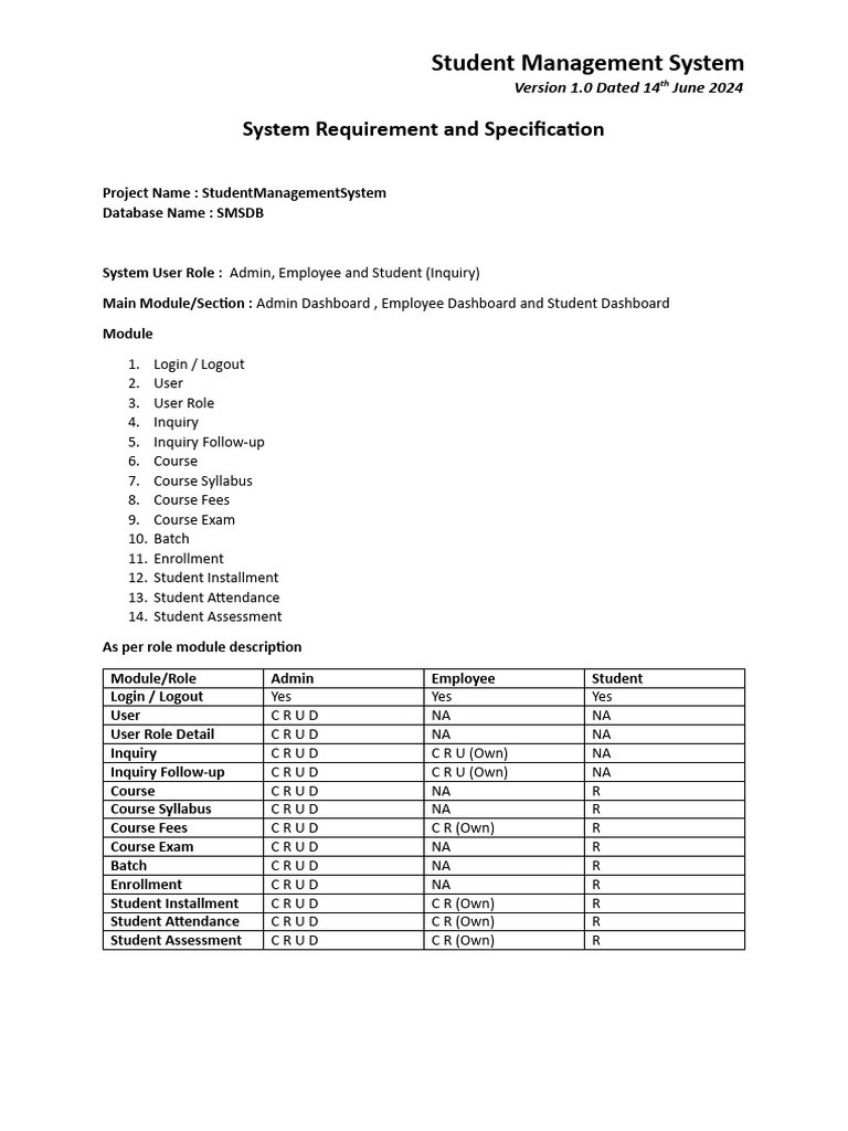 Project SRS | PDF | Computing | Software