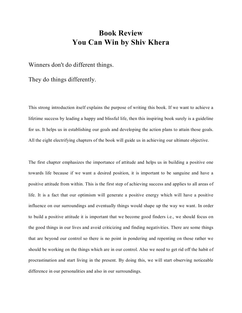 You Can Win Book Review | PDF | Career & Growth | Self-Improvement