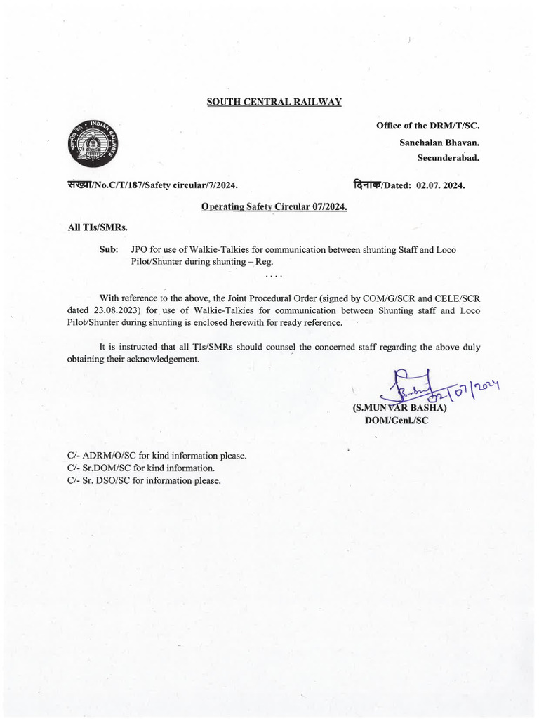 Operating Safety Circular 07-2024. | PDF