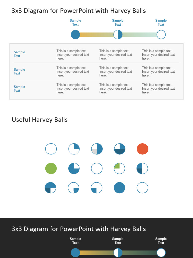 3x3 Diagram For Powerpoint With Harvey Balls 16x9 | PDF