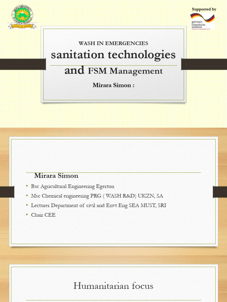 Saniation Technologies and Faecal Sludge Managment in Emergencies | PDF | Sanitation | Sewage ...