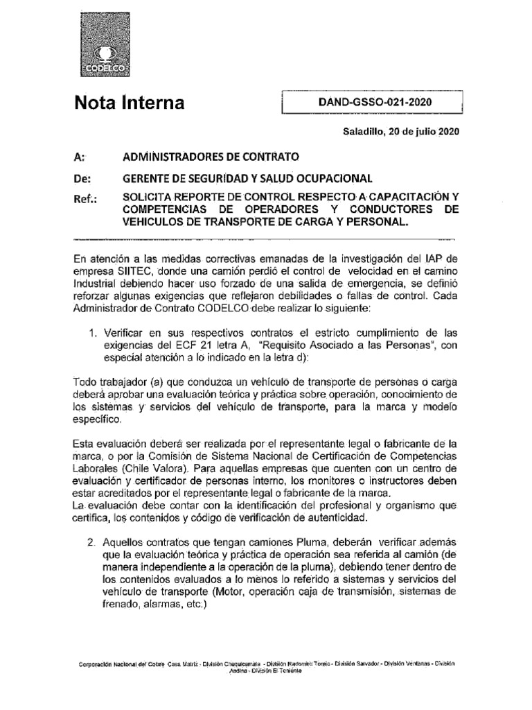 Nota Interna 021-020 Capacitación y Competencias Operadores y ...