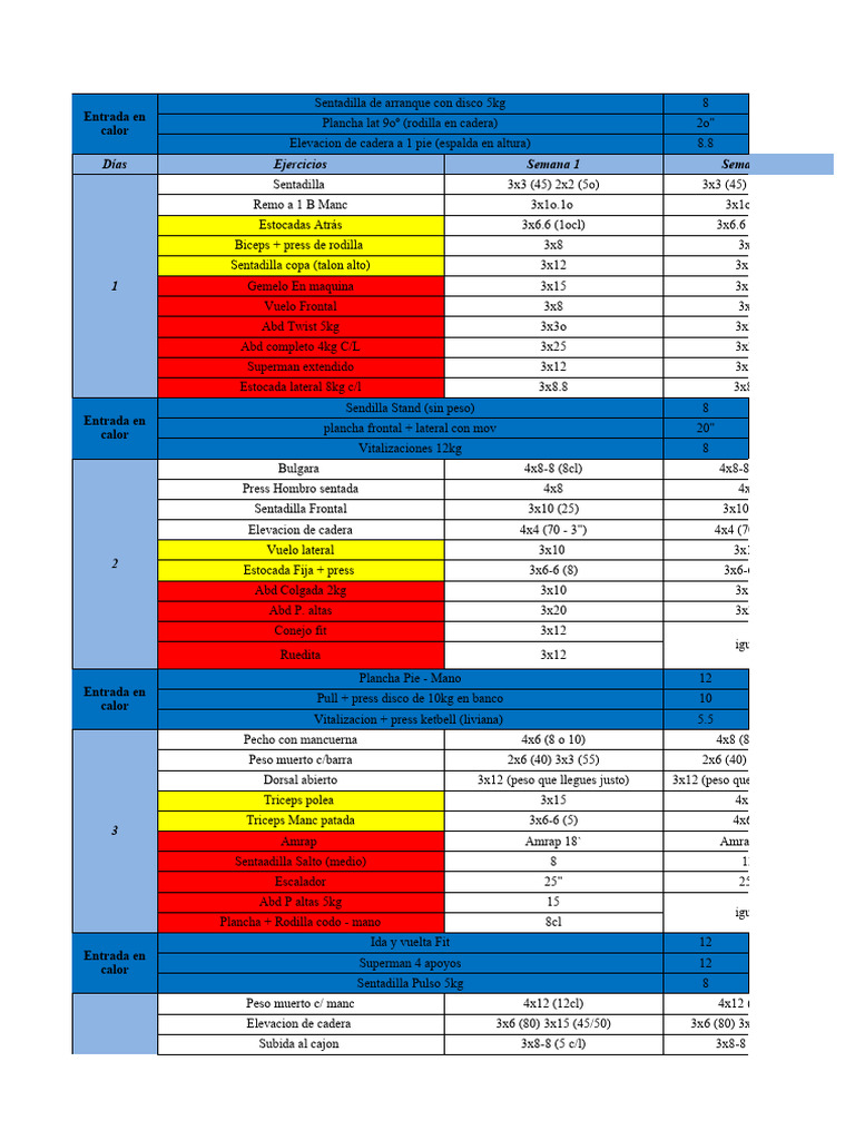 Plan Mari Ba | PDF | Entrenamiento con pesas | Ejercicio físico