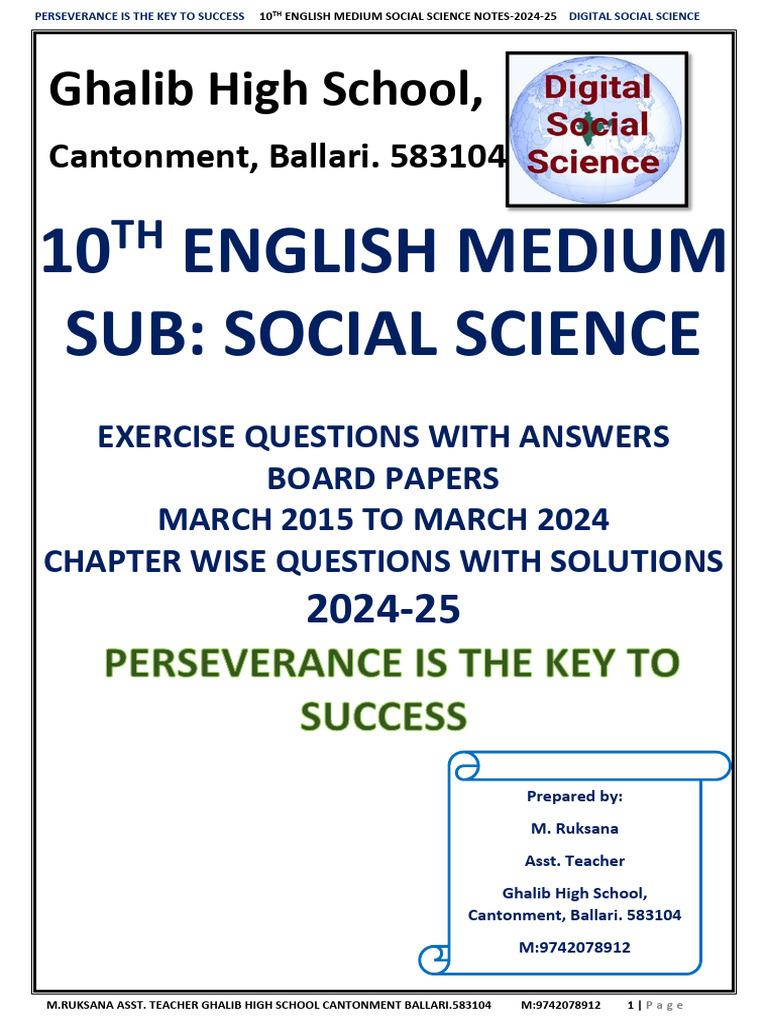 10th English Medium Social Science Notes 2024-25 | PDF | British Raj