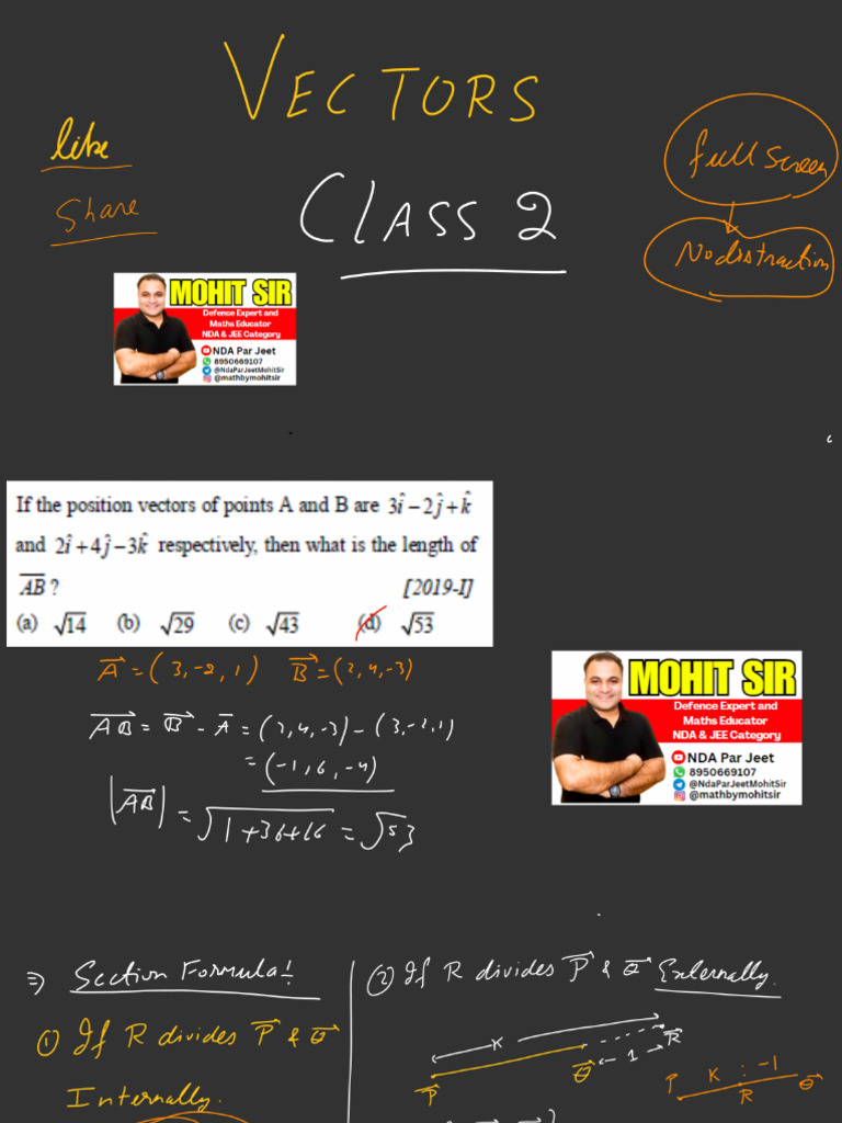Vectors Class 2 Parinam Mohit Sir | PDF