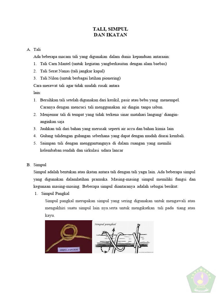 Tali dan Simpul dalam Kepanduan | PDF